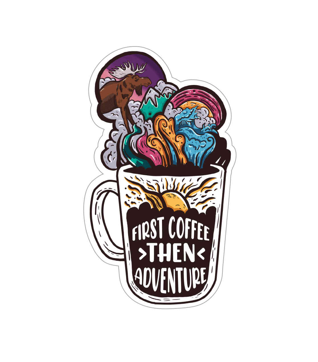 Adventure and Coffee | Coffee Stickers | Sticker People | Sticker People