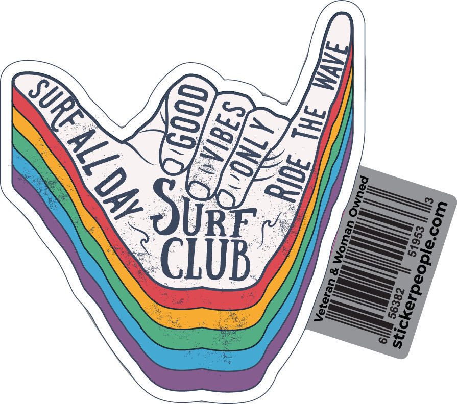 Hang Loose Rainbow Hand Sticker | Sticker People | Sticker People