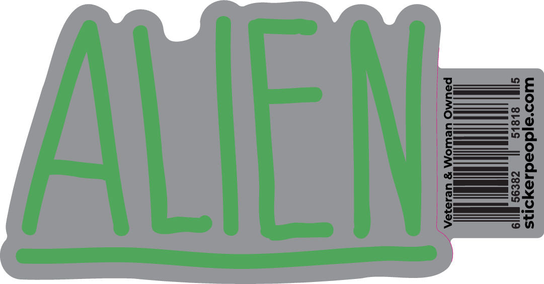 Alien Green Word Sticker | Sticker People
