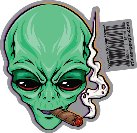 Alien Smoking A Blunt Sticker | Sticker People