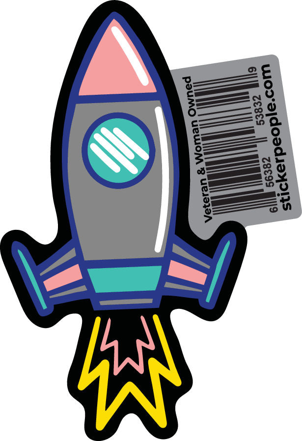Small Pastel Rocket Ship | Rocket Sticker | Sticker People | Sticker People