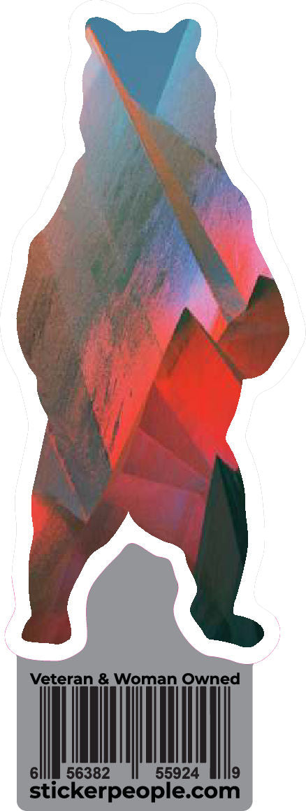 Standing Bear Red and Blue Paper Texture | Sticker People