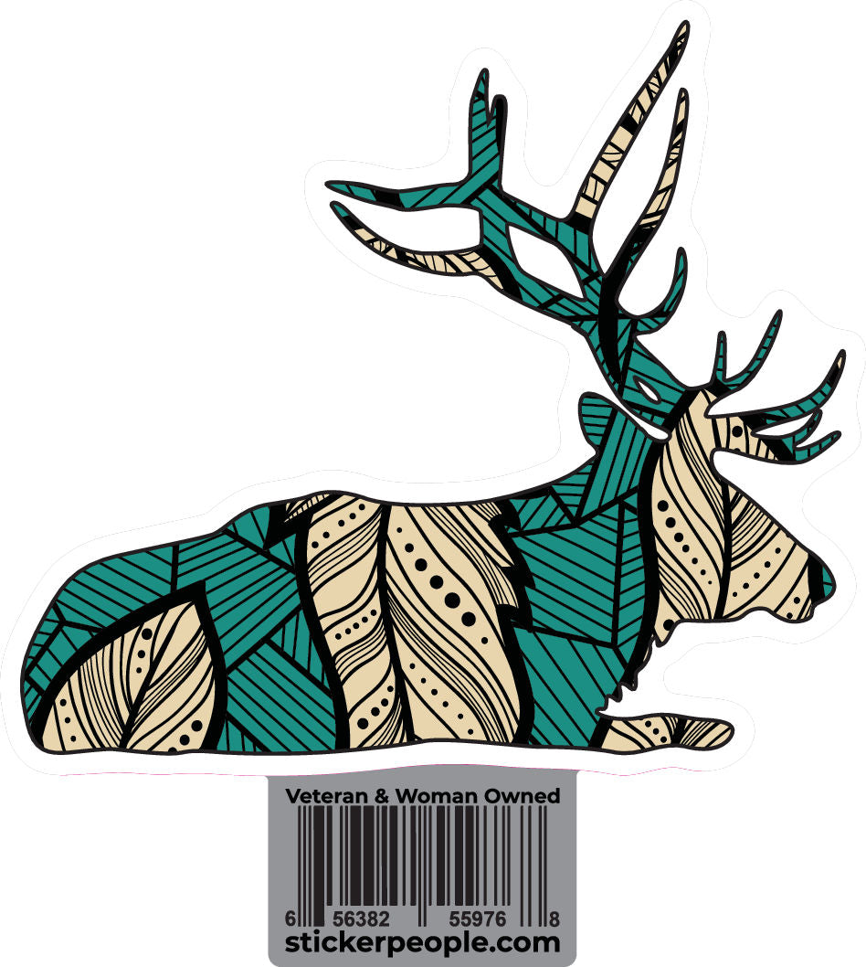 Wood Cut Feather Elk Sticker | Sticker People