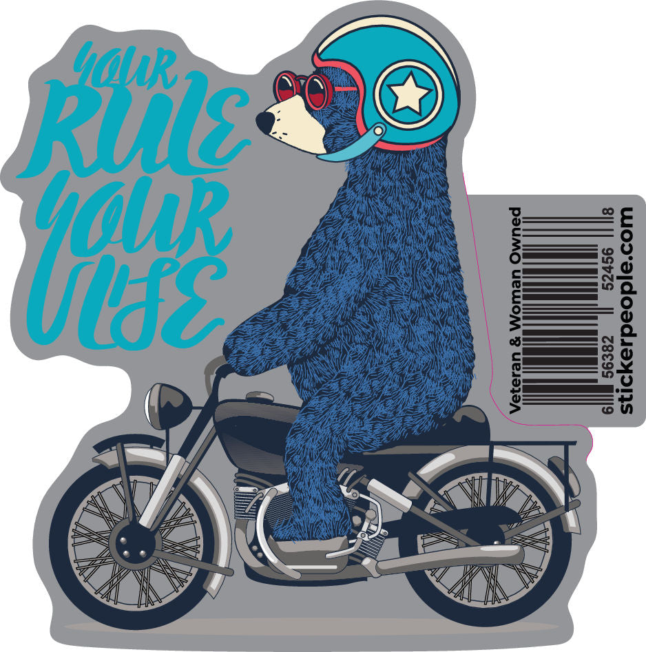 Motorcycle Blue Bear | Bear in Cycle | Sticker People | Sticker People