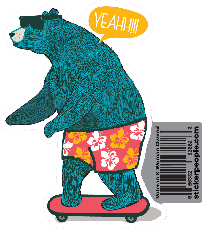 Blue Bear Skateboard Sticker | Skateboarding Bear | Sticker People