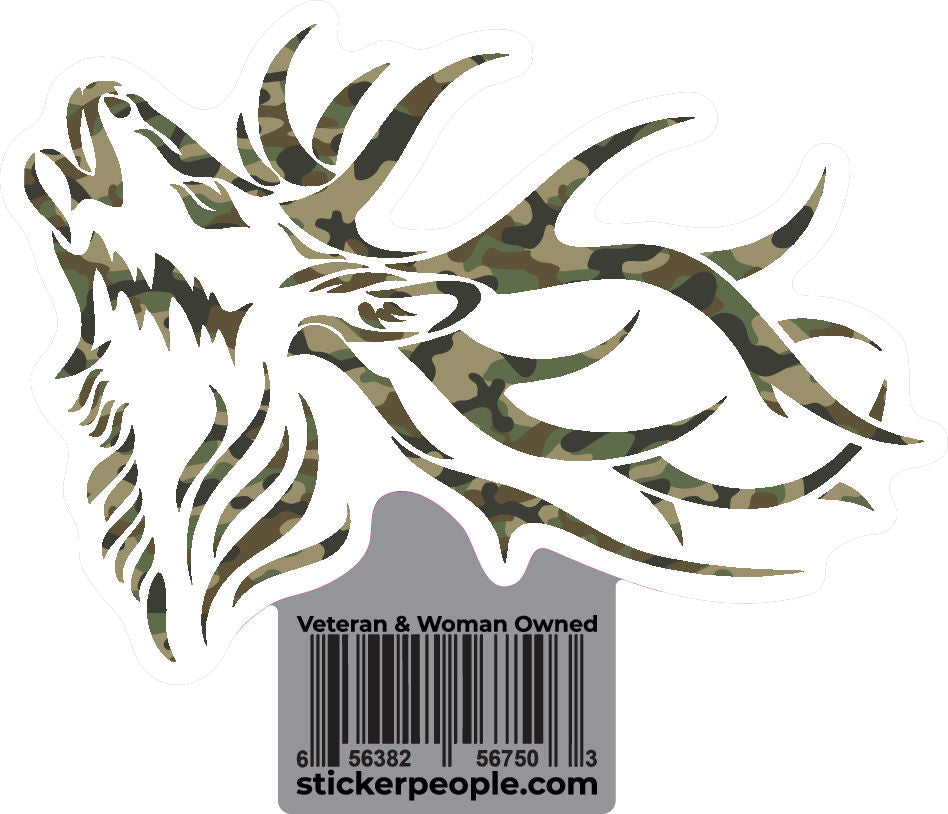 Camo Elk Bugling Stickers | Custom Stickers | Sticker People