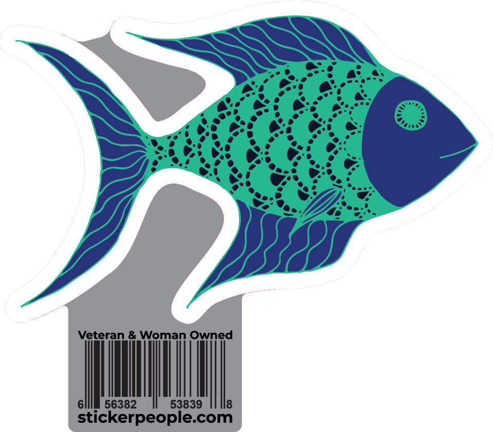 Blue and Green Betta Fish Sticker | Sticker People | Sticker People