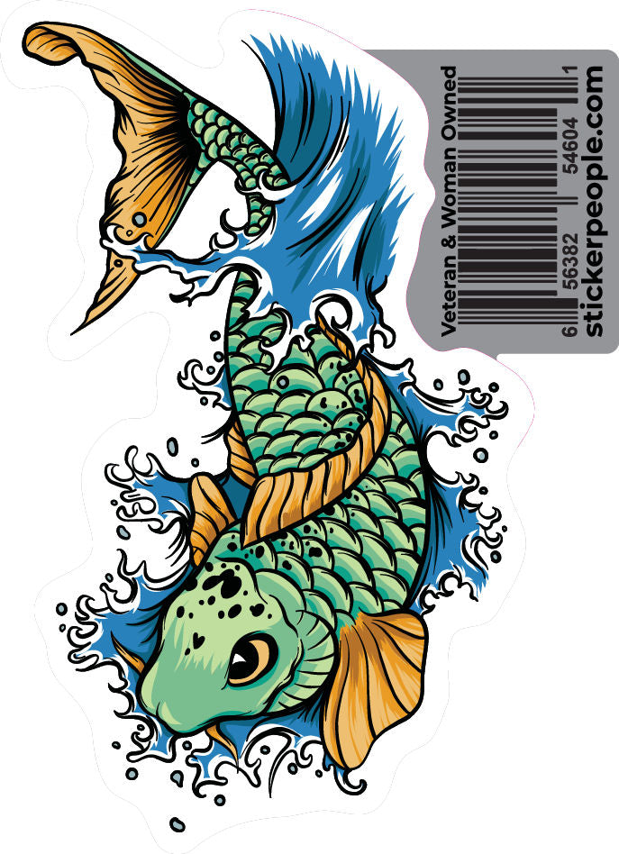 Koi Fish Green | Gree Blue Fish Sticker | Sticker People