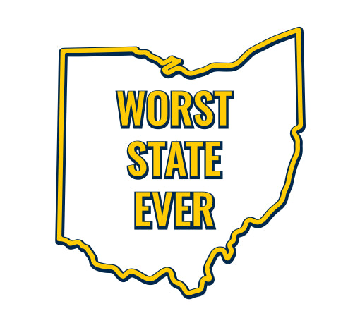Ohio Worst State Ever | Yellow Outline | Sticker People