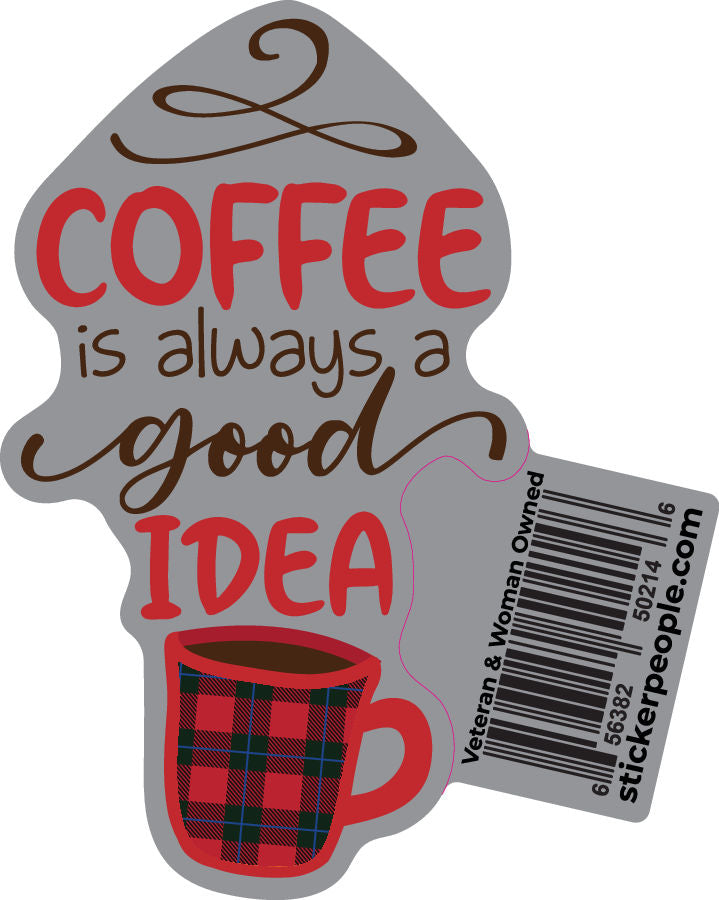 Good Idea Flannel Coffee Sticker | Sticker People | Sticker People