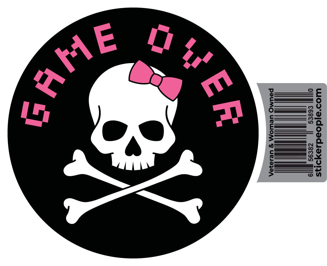 Game Over Skull and Crossbones Sticker | Sticker People | Sticker People