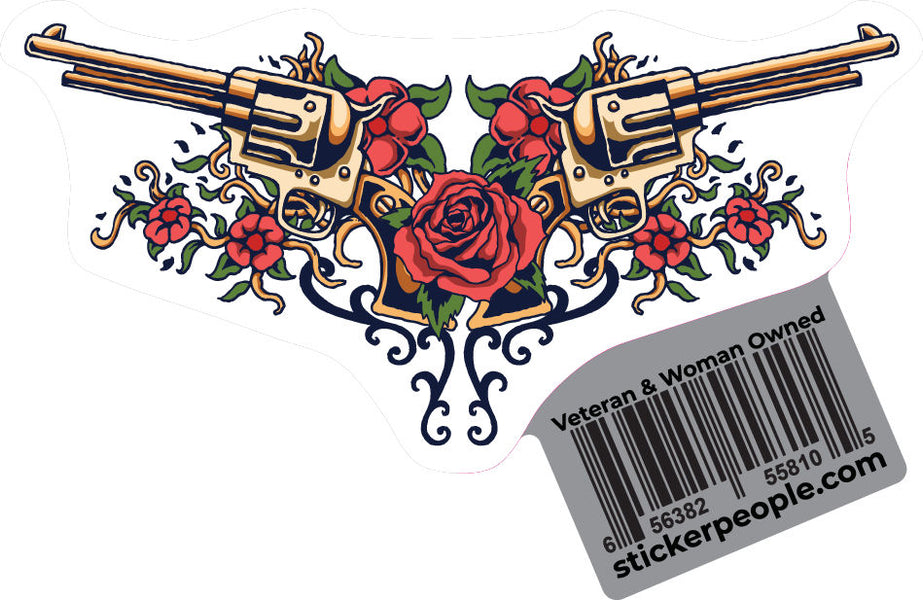 Pistols and Roses | Guns and Roses Stickers | Sticker People | Sticker ...