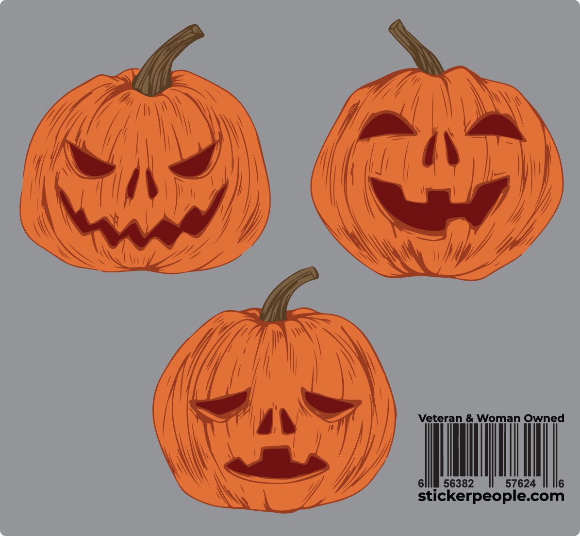 Pumpkin Sticker | 3 Jack-o-Lanterns Gang Sheet | Sticker People ...