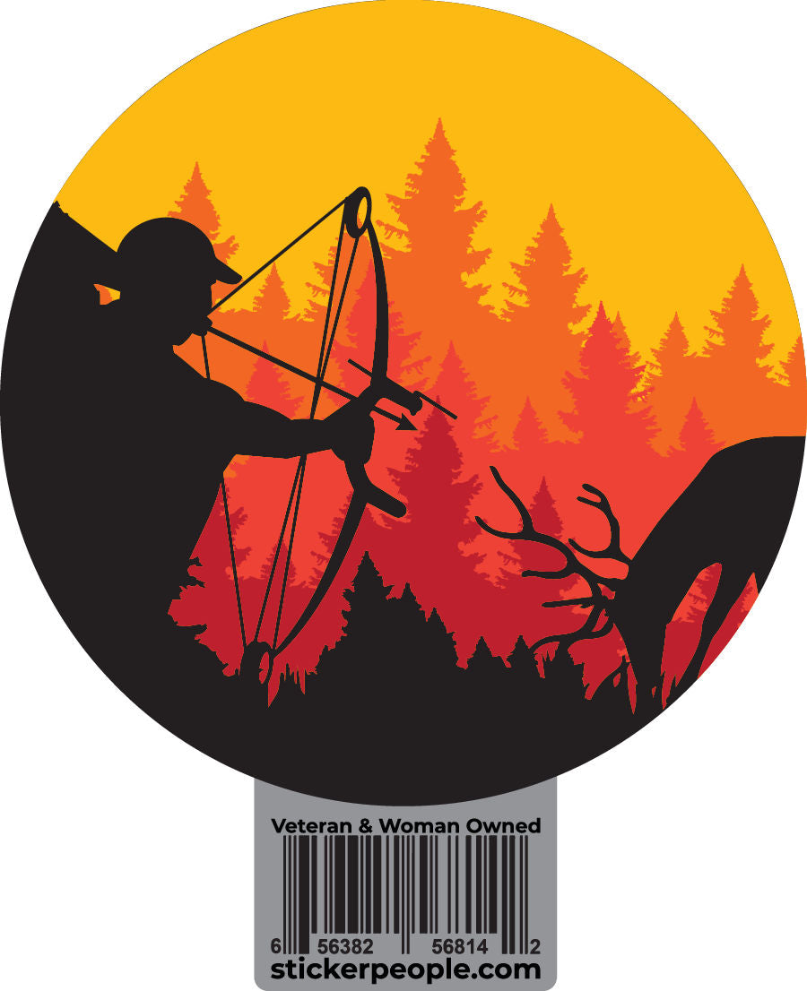Archery Hunter Round Sunset Sticker | Sticker People