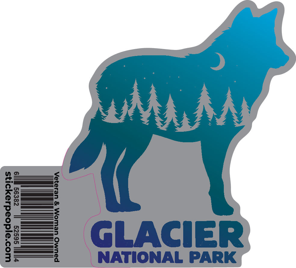 Glacier National Park Blue Wolf Sticker | Sticker People | Sticker People