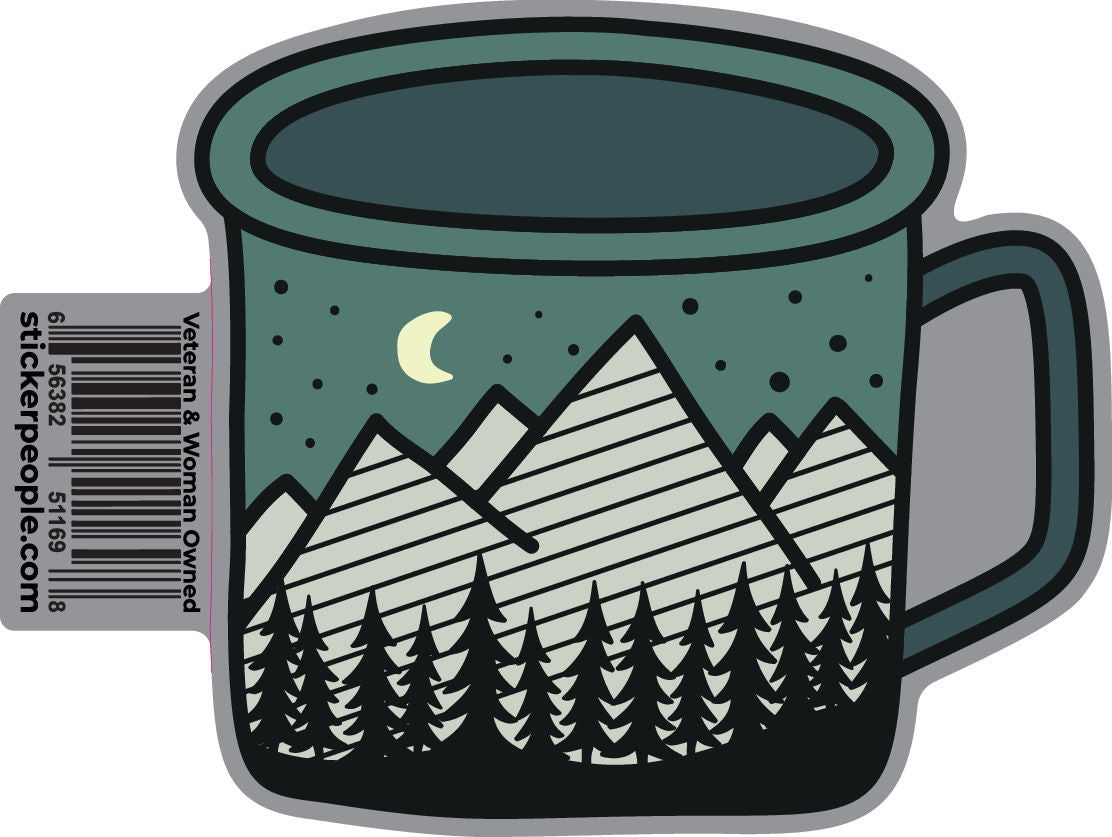 Coffee Mug Mountains Sticker | Sticker People