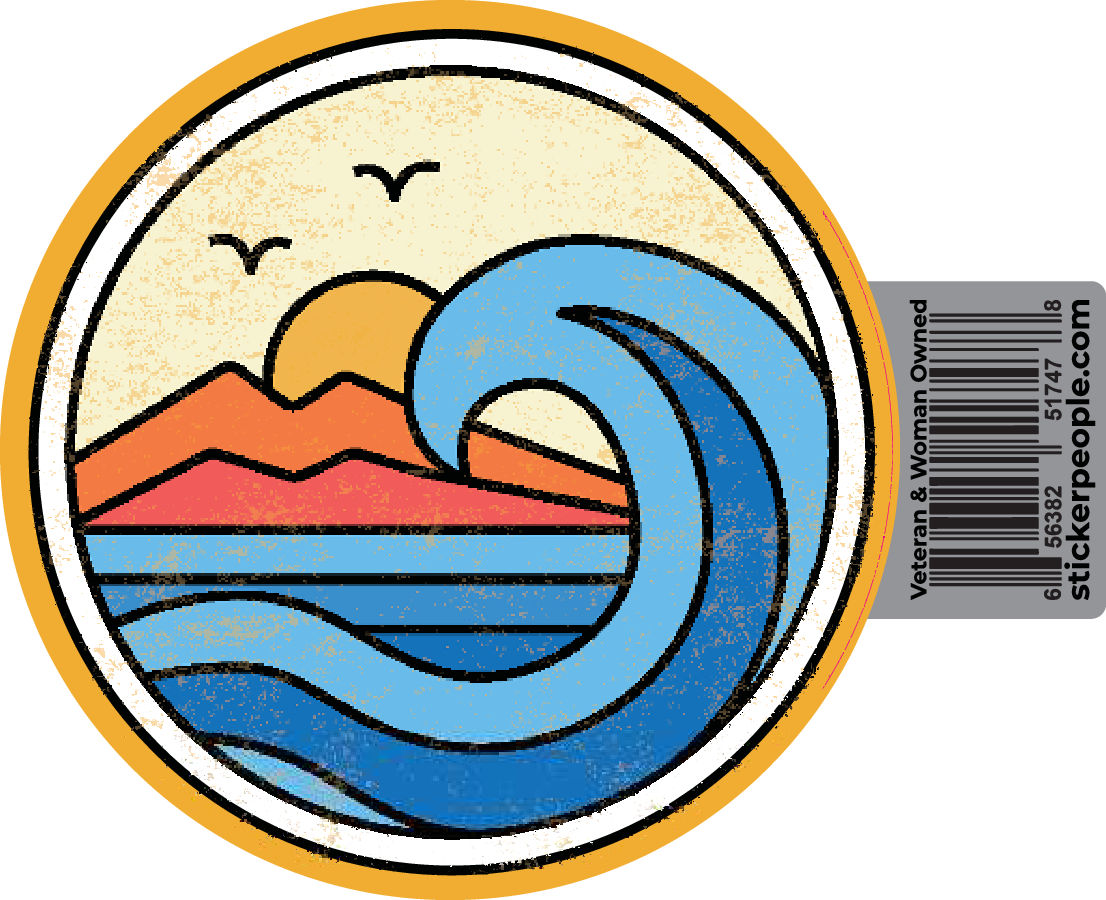 Vintage Wave Round | Vintage Surf Sticker | Sticker People | Sticker People