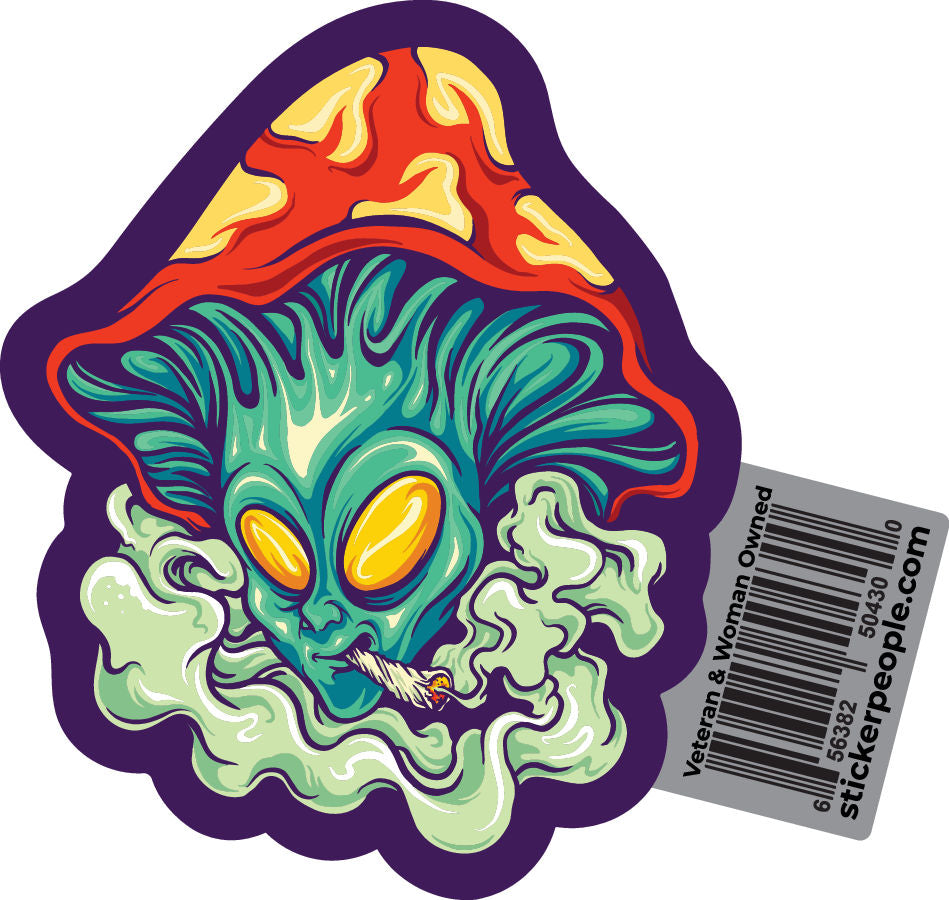Psychedelic Alien | Alien with Joint | Sticker People | Sticker People