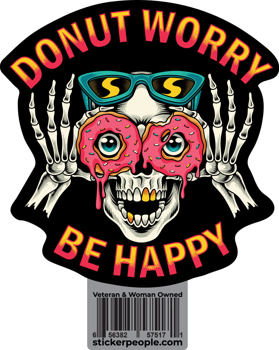 Buy Donut Worry Be Happy Sticker Online | Sticker People | Sticker People