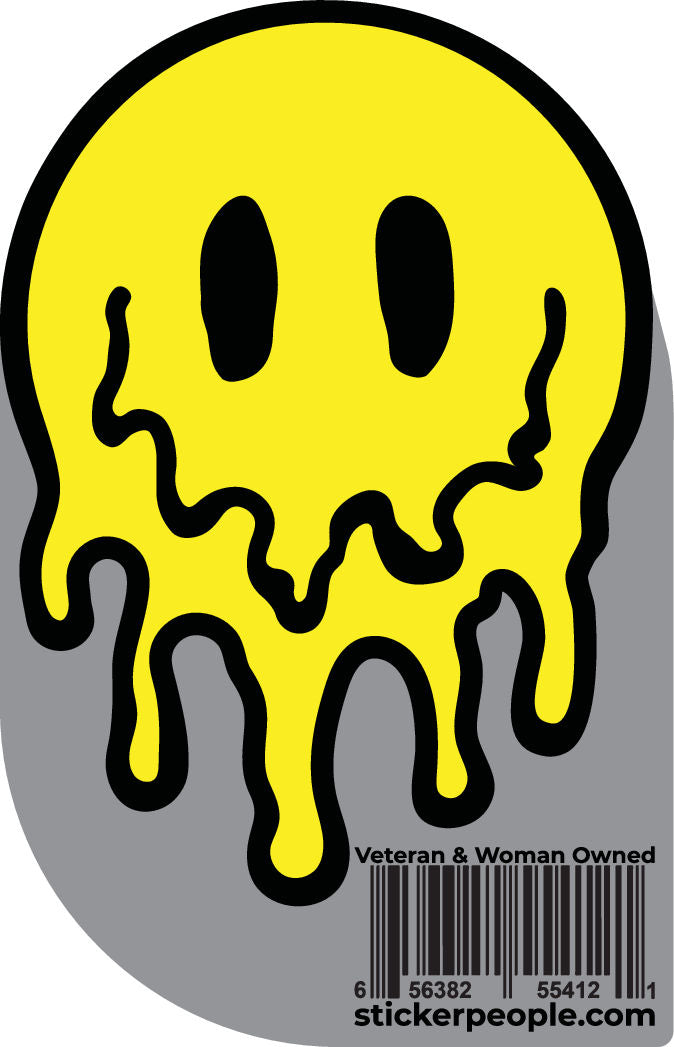 Smiley Face Melting Down Sticker | Sticker People | Sticker People