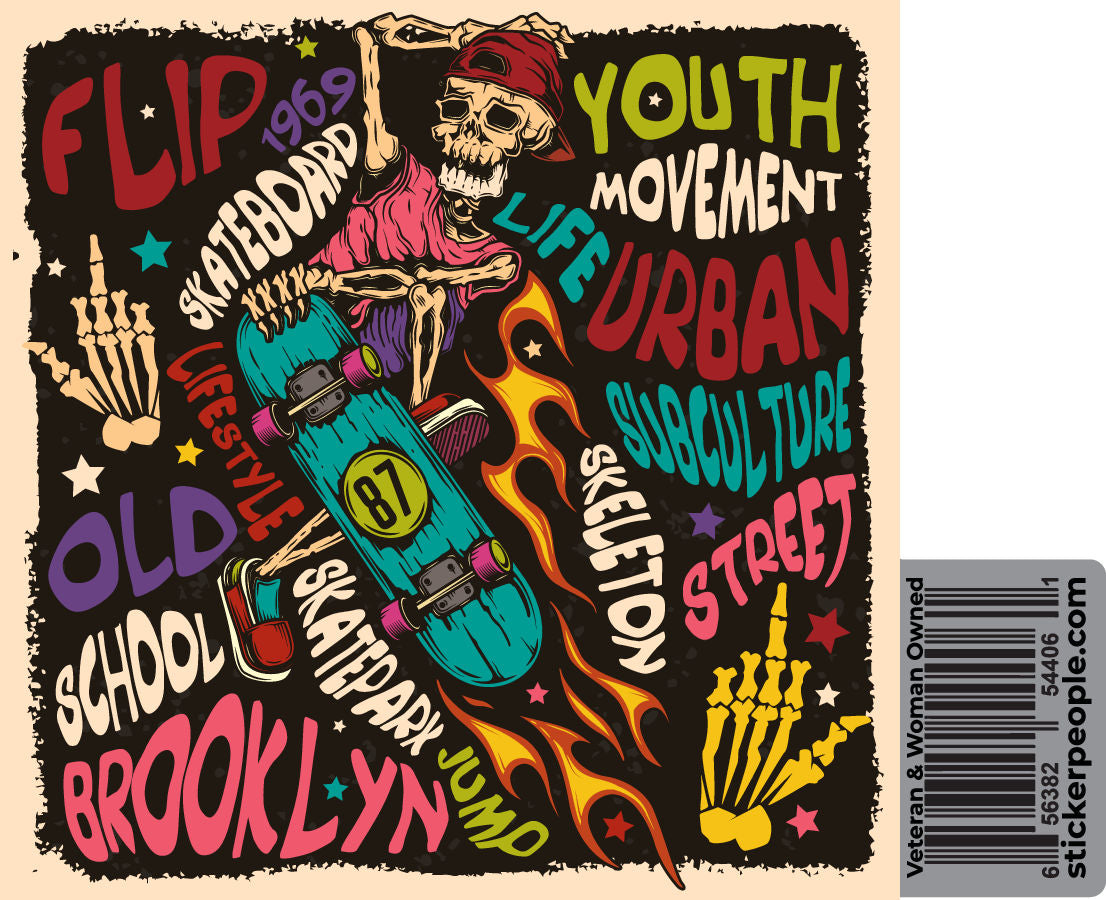 Skater Words and Skeleton Square | Sticker People