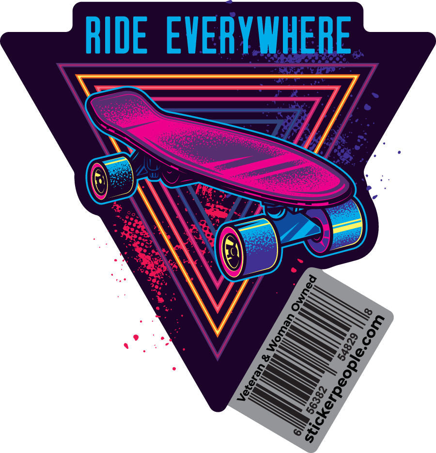 Ride Everywhere Skateboard Retro | Ride Stickers | Sticker People