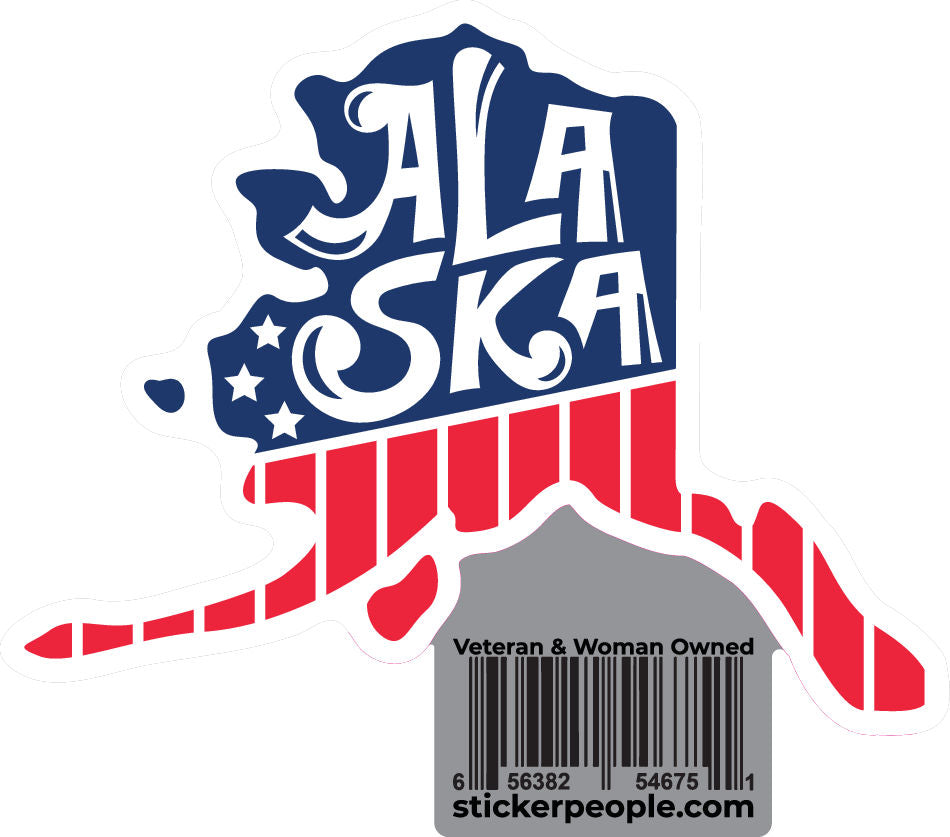 Alaska State Shape with Flag | Flag Sticker | Sticker People