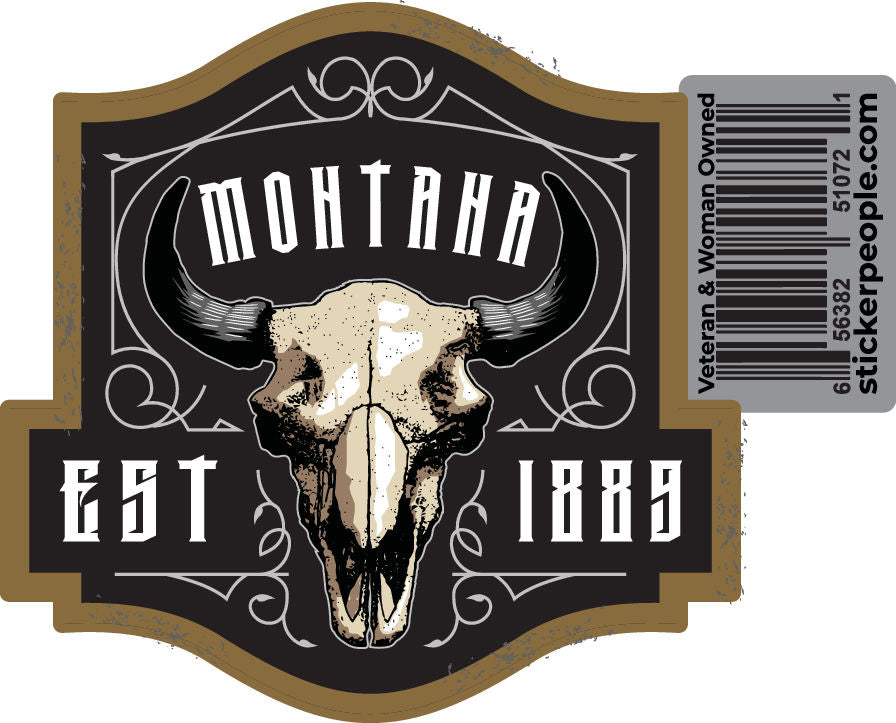 Montana Bison Skull Est 1889 | Bison Sticker | Sticker People | Sticker ...