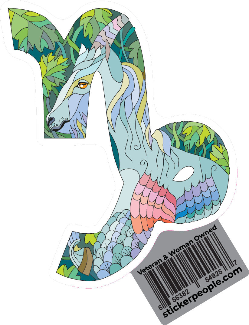 Capricorn Zodiac Decorated Shape Sticker | Sticker People