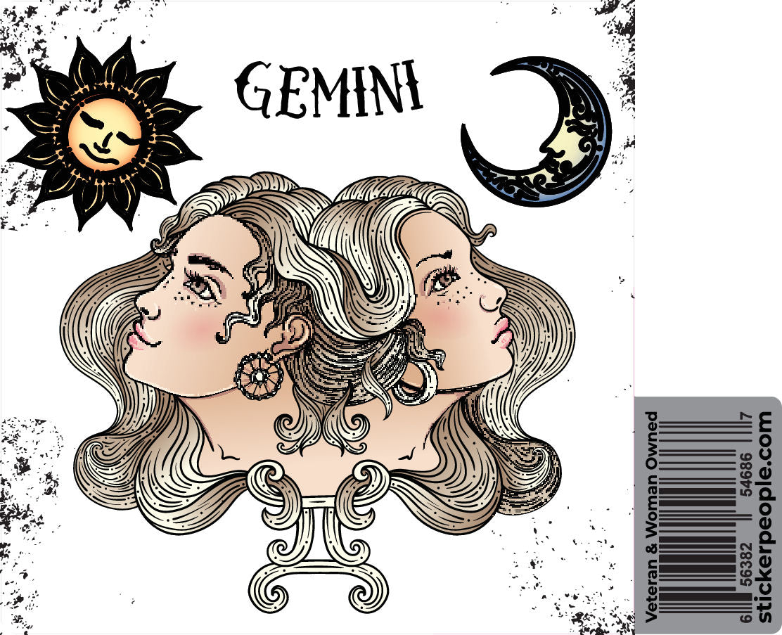 Gemini Zodiac Mirrored 2 Faces Sticker | Sticker People